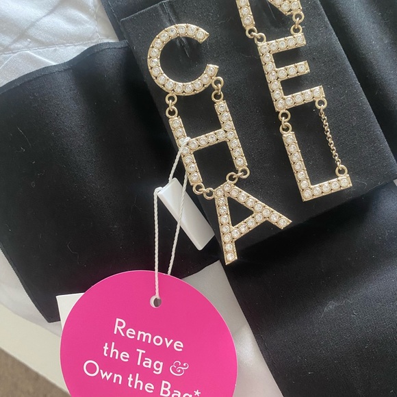 CHANEL | Jewelry | Chanel Crystal Chanel Logo Drop Earrings | Poshmark